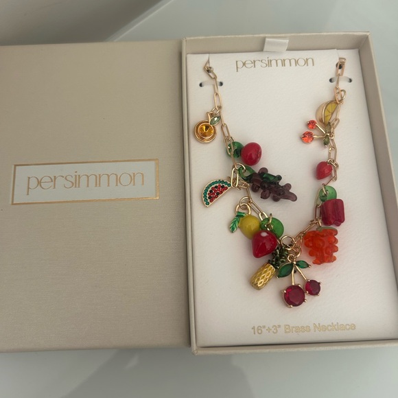 persimmon | Jewelry | Viral Persimmon Fruit Glass Stone Gold Charm ...